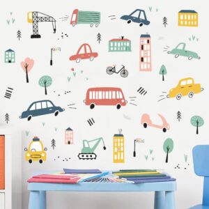 BuerHomie Vehicle Automobile Wall Decals for Boys Room, Cartoon Cars Stickers