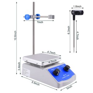 Slendor Magnetic Stirrer SH-2 Hot Plate Mixer Max 520℉ Lab Hotplate Stirrer 2000 RPM Stir Plate with Thermometer, Stirrer Bar and Support Stand