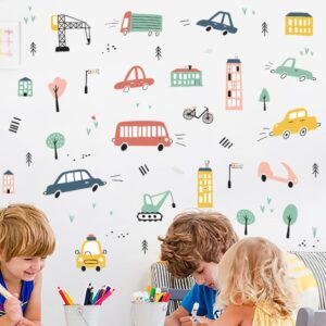 BuerHomie Vehicle Automobile Wall Decals for Boys Room, Cartoon Cars Stickers