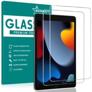 avakot 2 pack screen protector for ipad 10.2, tempered glass film compatible with ipad 9th generation 10.2 inch 2021/2020/2019 anti-scratch sensitive dropproof screen protector for ipad 8th/7th gen