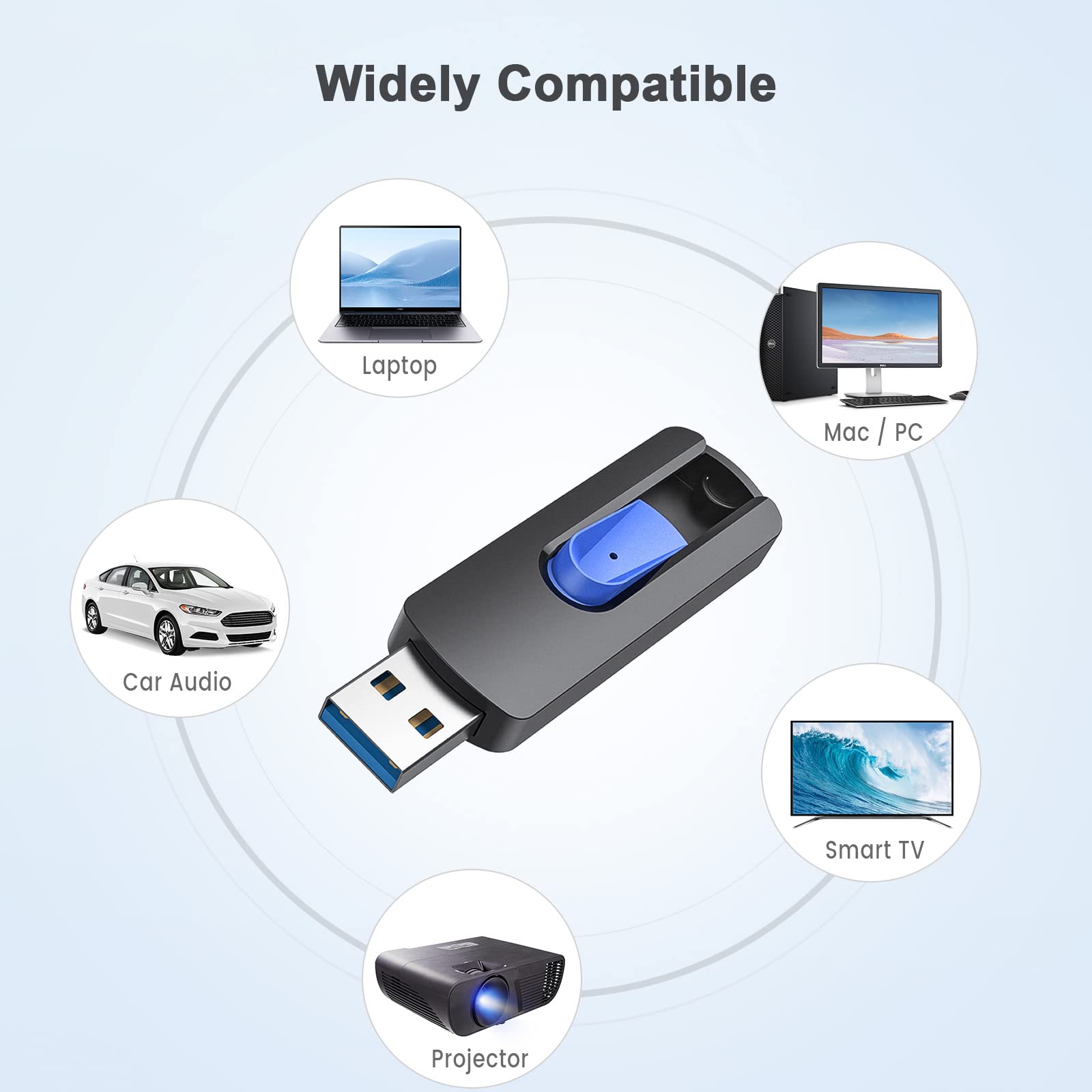 128GB JUANWE USB 3.0 Flash Drives Retractable Slide Memory Stick 128GB Zip Drive Backup Jump Drive for PC Laptop