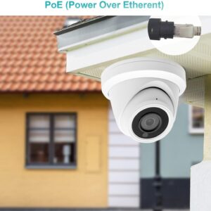 Real HD 4MP PoE IP Turret Dome Camera, 2.8mm Wide Angle, H.265, Support Firmware Upgrade, ONLY Compatible with Hik Vision NVR, NDAA Compliant