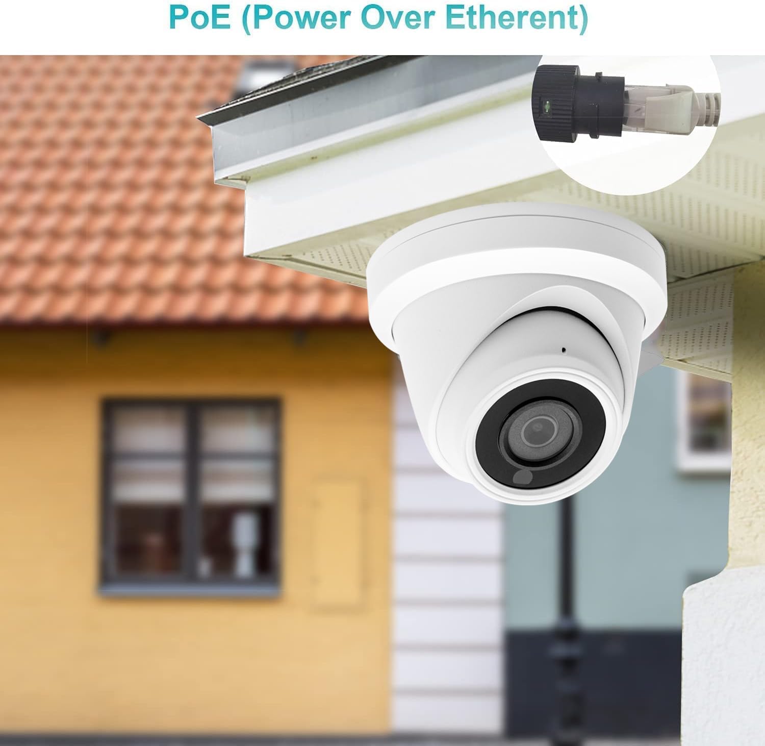 Real HD 4MP PoE IP Turret Dome Camera, 2.8mm Wide Angle, H.265, Support Firmware Upgrade, ONLY Compatible with Hik Vision NVR, NDAA Compliant