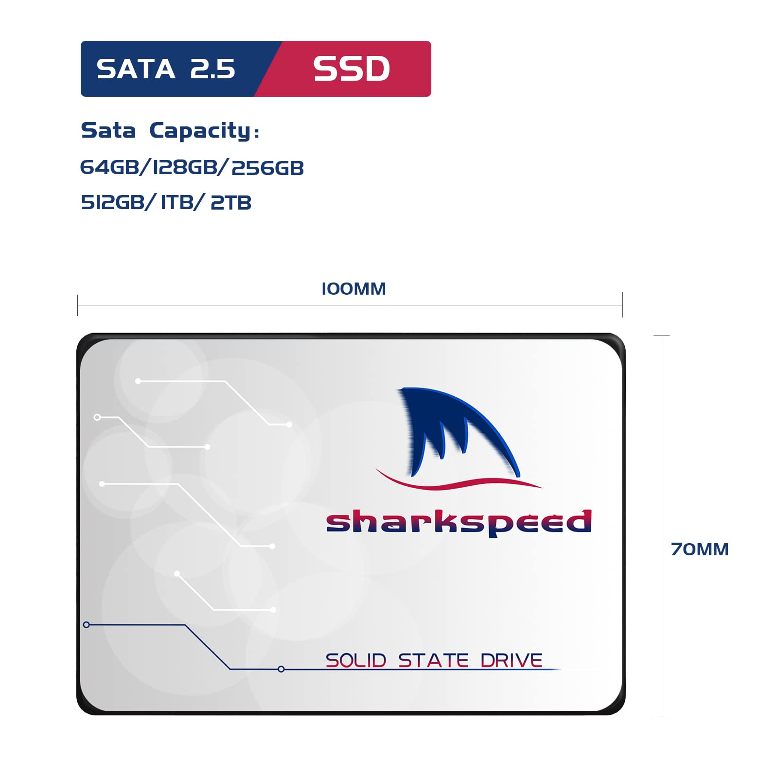 512GB Internal SSD,SHARKSPEED Plus 2.5"/7mm,SATA III 6Gb/s,3D NAND Solid State Drive for Notebooks Tablets PC Read Speed up to 550MB/s (2.5" 512GB)