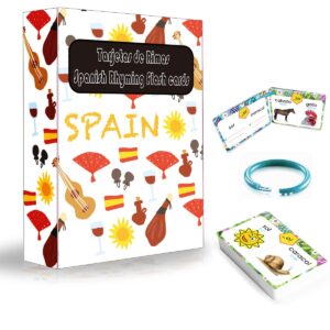 spanish english rhyming flash cards for memorizing | colors, animals, people, household items, verb, adjective, noun for preschool, kindergarten, elementary students | 100 sight words for beginner