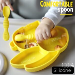 ZEIMAS Silicone Divided Toddler Baby Plates - Portable Non Slip Suction Plates for Children Babies and Kids BPA Free Baby Dinner Plate (Bunny)