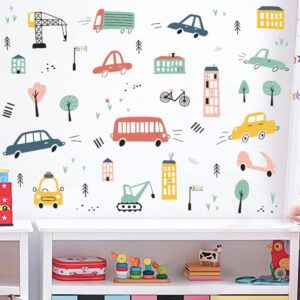 BuerHomie Vehicle Automobile Wall Decals for Boys Room, Cartoon Cars Stickers