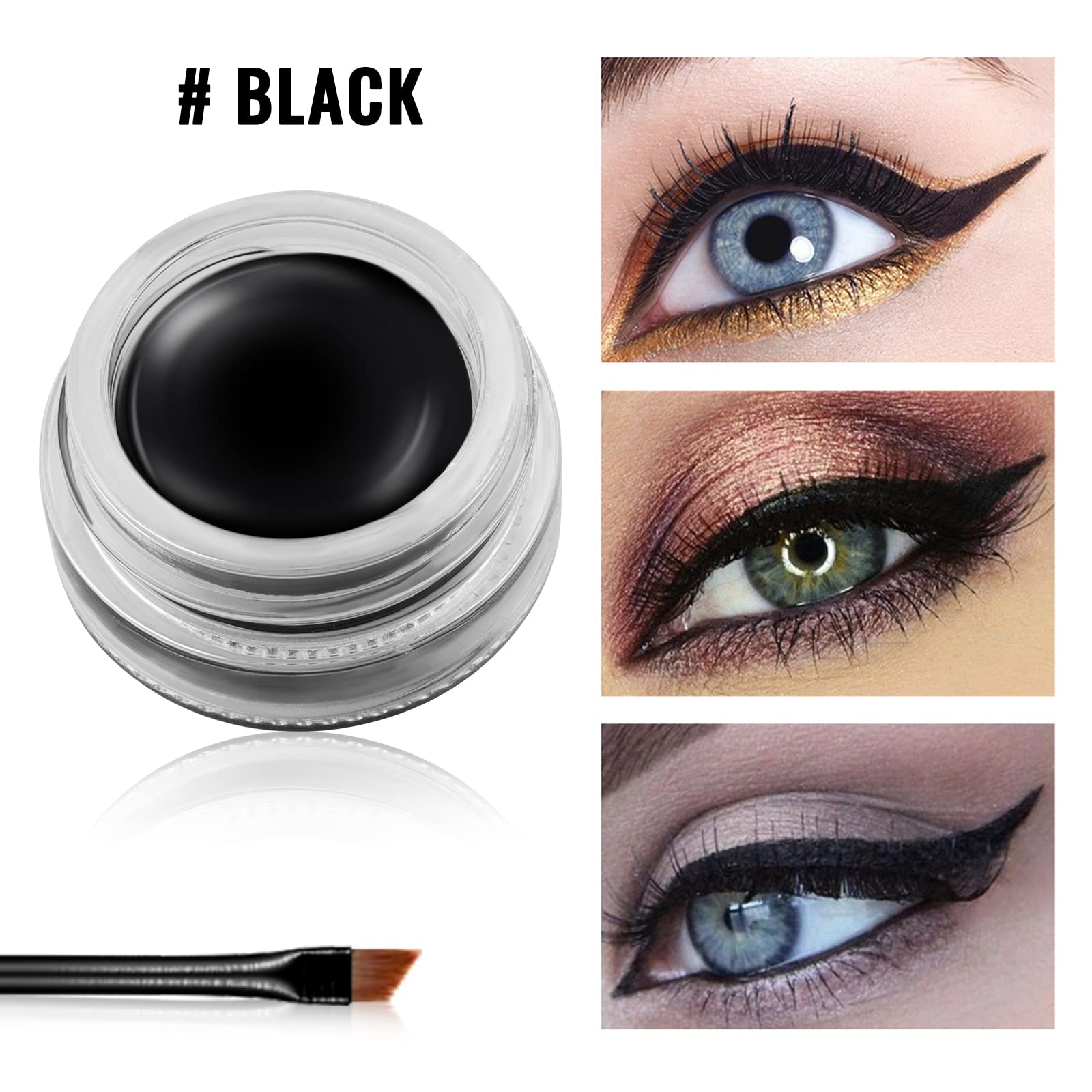 Erinde Waterproof Gel Eyeliner, Long Lasting Cream Eyeliner Gel Pot, Halloween High-Intensity Pigments Smudge-Proof Eye Liner Makeup, Water-Resistant Eyeliner with 2PCS Brushes 09# Wine Red