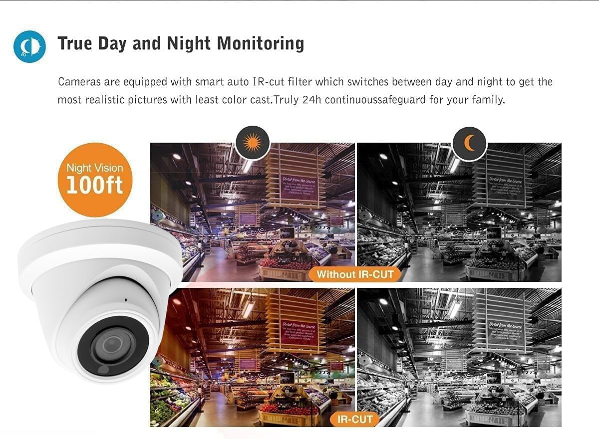 Real HD 4MP PoE IP Turret Dome Camera, 2.8mm Wide Angle, H.265, Support Firmware Upgrade, ONLY Compatible with Hik Vision NVR, NDAA Compliant