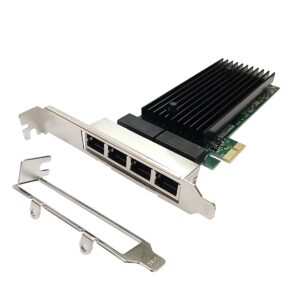 hinyseno 4 port rj-45 10/100/1000mbps pci-express x 4 gigabit ethernet server adapter quad-port network interface controller card for intel 82576 chipset, compare to intel 82576