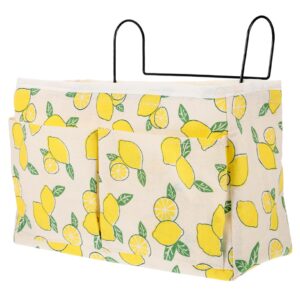 lemon bedside cotton linen hanging storage bag bed storage pocket organizer pouch diaper stacker for bed crib craddle baby clothes organizer