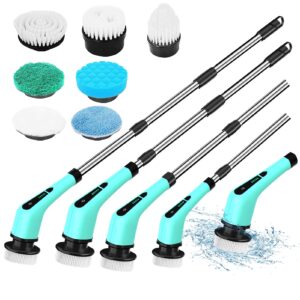 Electric Spin Scrubber, Cordless Bathroom Scrubber with Long Handle, Shower Scrubber for Cleaning with 7 Brush Heads, Power Wall Scrubber Suitable for Cleaning Wall, Kitchen, Bathroom， Window, Floor