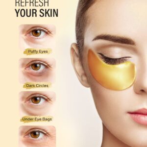 Maskiss 24k Gold Under Eye Patches (30 Pairs), eye mask, Collagen Skin Care Products, Eye Patches for Puffy Eyes, eye masks for dark circles and puffiness