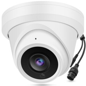 real hd 4mp poe ip turret dome camera, 2.8mm wide angle, h.265, support firmware upgrade, only compatible with hik vision nvr, ndaa compliant