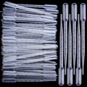 teenitor transfer pipettes, 50pcs 3ml eye dropper plastic transfer pipettes for essential oil, disposable liquid dropper for science laboratory, lab, diy