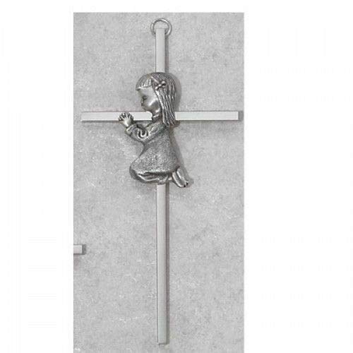 The Christian World 6" Chldrens All Silver Plate Hanging Nursery Wall w Praying vbn-fh-1543