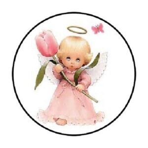 48 pcs angel with rose!! stickers envelope seals labels round tags, stamps sticker for gift cards, envelopes, boxes for holiday, birthday, christmas