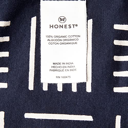 HonestBaby 2-Piece Organic Cotton Printed & Terry Changing Pad Cover Set, Sketchy Square Dark Navy, One Size