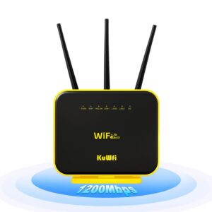 kuwfi vsim hotspot 4g lte router 1200mbps dual band gigabit wifi external antenna with us 2gb data vsim router offer high-speed data plans to accommodate rv orrural no contract plug and play