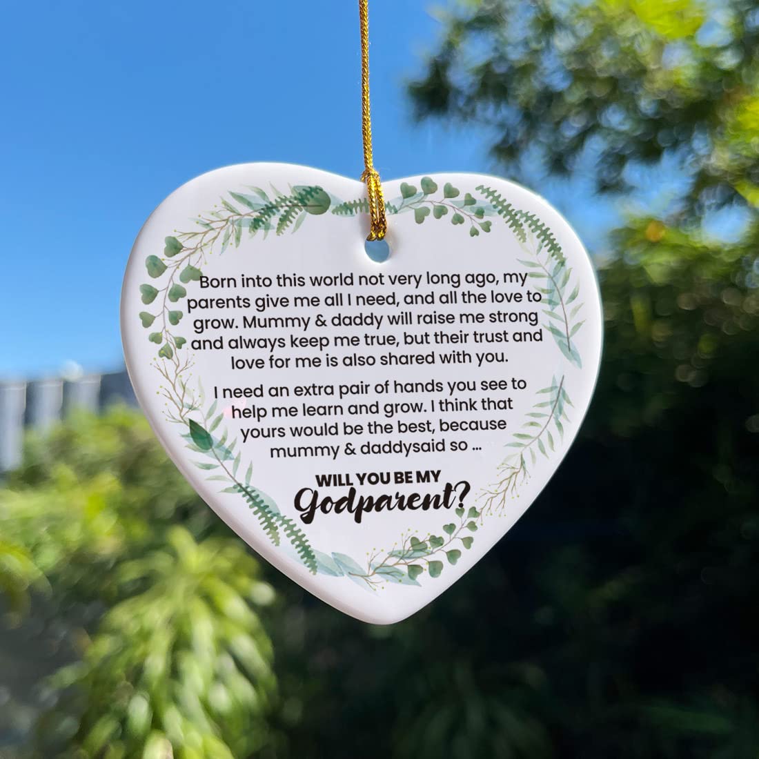 Godparent Ornaments Keepsake Gifts from Goddaughter Godson Godchild Baby, Will You Be My Godparent, Birthday Christmas Pregnancy Announcement Plaque Sign Gifts for Auntie Uncle Godparent to Be