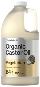 horbäach organic castor oil 64 fl oz | for topical use and hair | cold pressed, hexane free | vegetarian, non-gmo