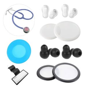 14pcs littmann stethoscope accessories replacement parts, 4 pairs soft stethoscope ear tips pieces earplug earbud replacement diaphragm drum cover for littmann cardiology classic stethoscope name tag