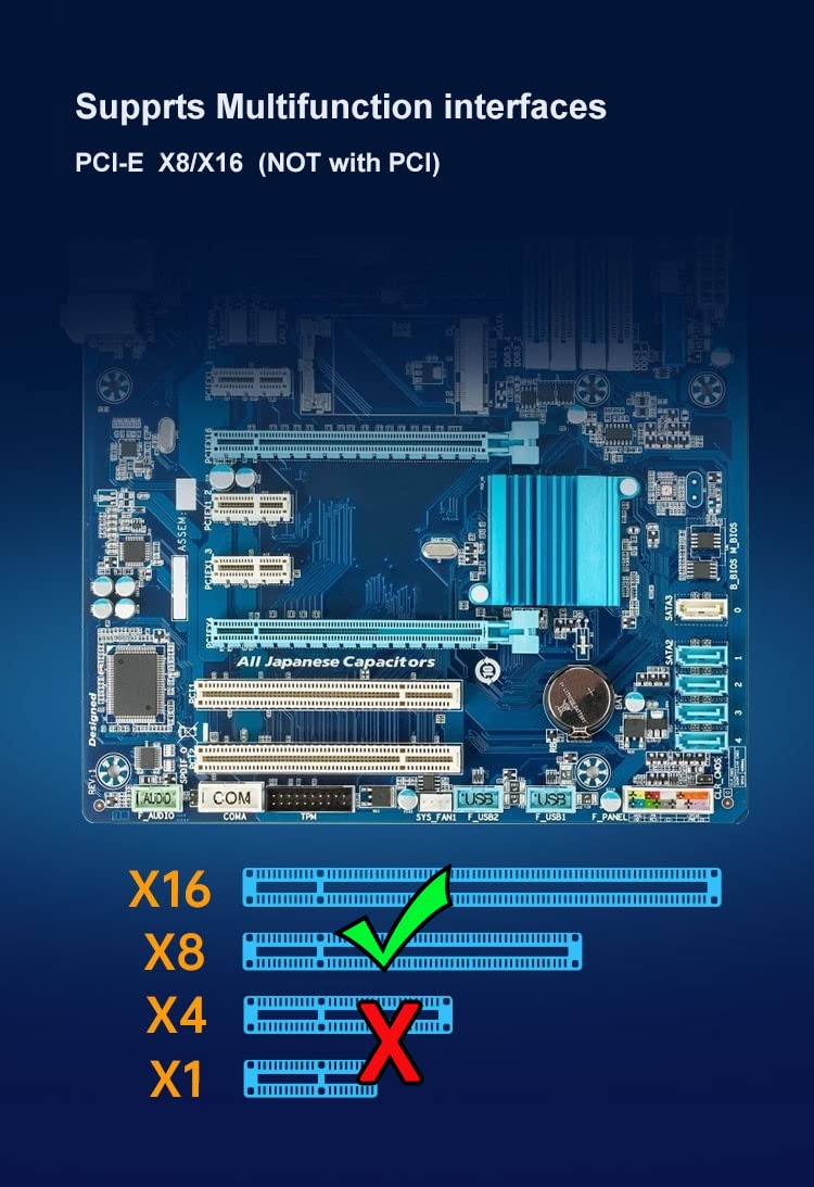 10Gb Network Card Single SFP+ Port PCIE x8 Ethernet Converged Server Adapter NIC Compatible Intel X520-DA1 82599EN Chip Support Windows 7/8/10/11/Visa,Server/Linux/VMware