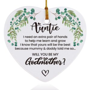 godmother ornaments keepsake gifts from goddaughter godson godchild baby, will you be my godmother, birthday christmas mother's day pregnancy announcement plaque sign gifts for godmother to be