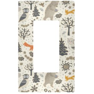 winter forest animals wall plate cover size 3-gang 4.6" x 6.5" single rocker switch plates kids decorative nursery teen toddler room bedroom bathroom decor