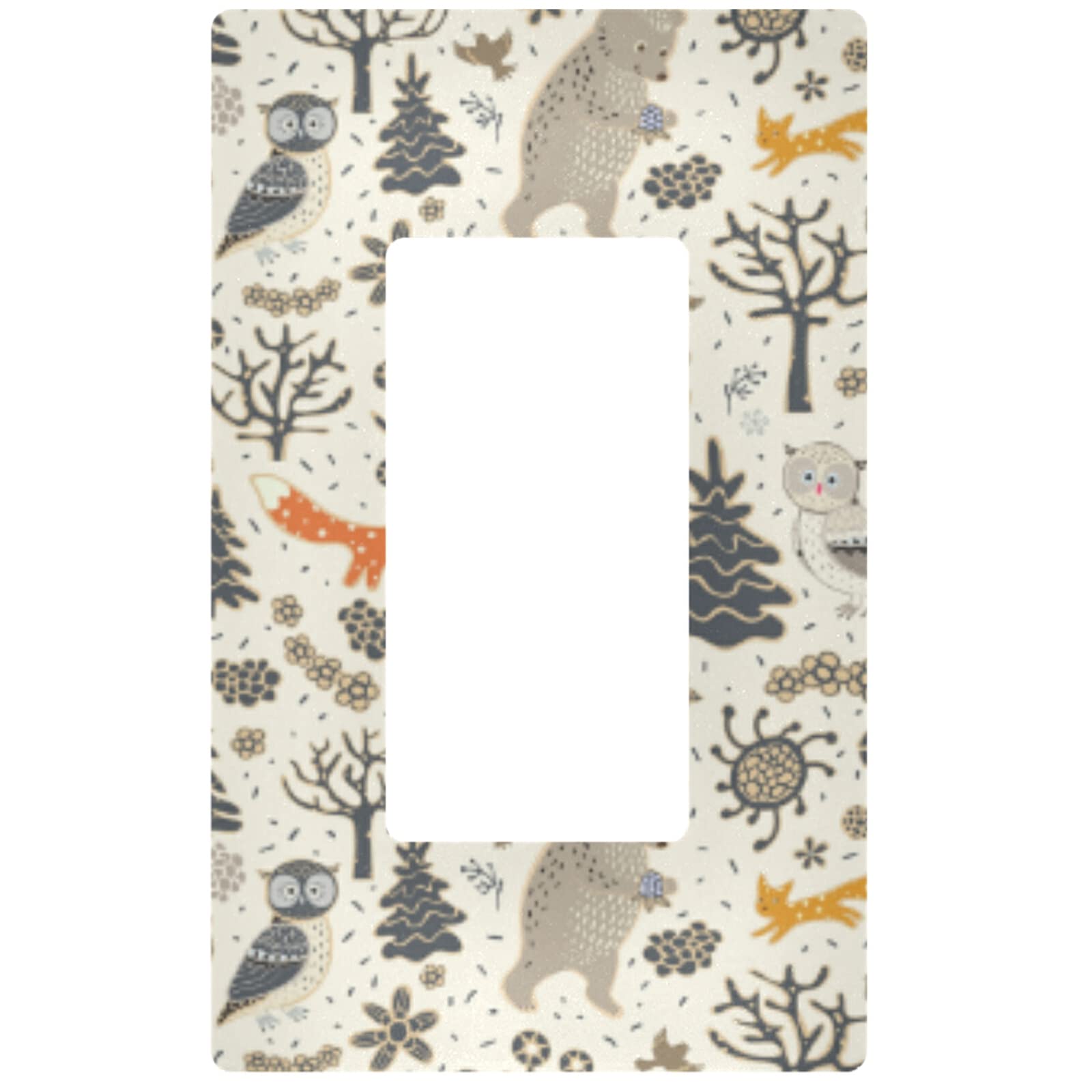 Winter Forest Animals Wall Plate Cover Size 3-Gang 4.6" x 6.5" Single Rocker Switch Plates Kids Decorative Nursery Teen Toddler Room Bedroom Bathroom Decor