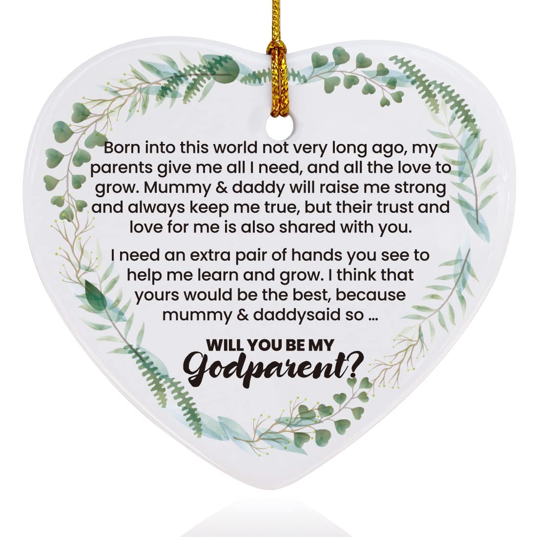 Godparent Ornaments Keepsake Gifts from Goddaughter Godson Godchild Baby, Will You Be My Godparent, Birthday Christmas Pregnancy Announcement Plaque Sign Gifts for Auntie Uncle Godparent to Be