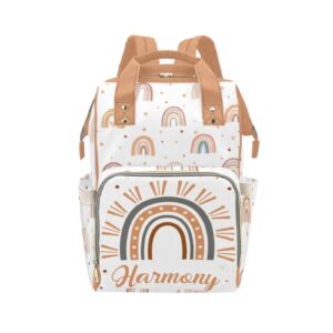 cowcute personalized custom name diaper bag backpack stylish orange rainbow arch cute baby bags