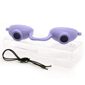 super sunnies evo flex tanning goggles - fda compliant tanning glasses - uv tanning bed goggles for tanning eye protection - allows visibility - with a clear case/box (lavender)