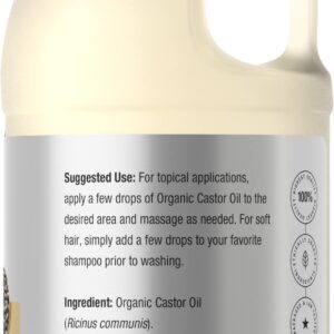 Horbäach Organic Castor Oil 64 fl oz | for Topical Use and Hair | Cold Pressed, Hexane Free | Vegetarian, Non-GMO