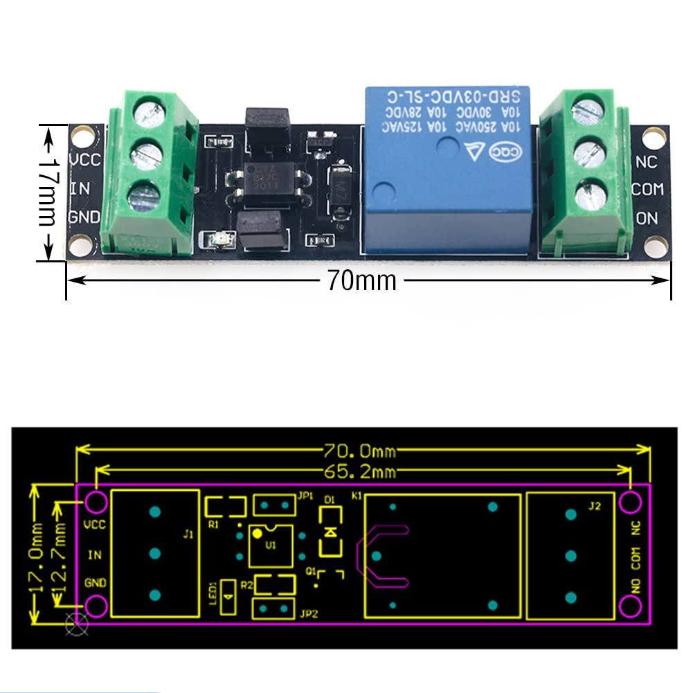 ANMBEST Relay Module with Optocoupler High/Low Level Trigger for Arduino (3, 3V Relay 1 Channel)