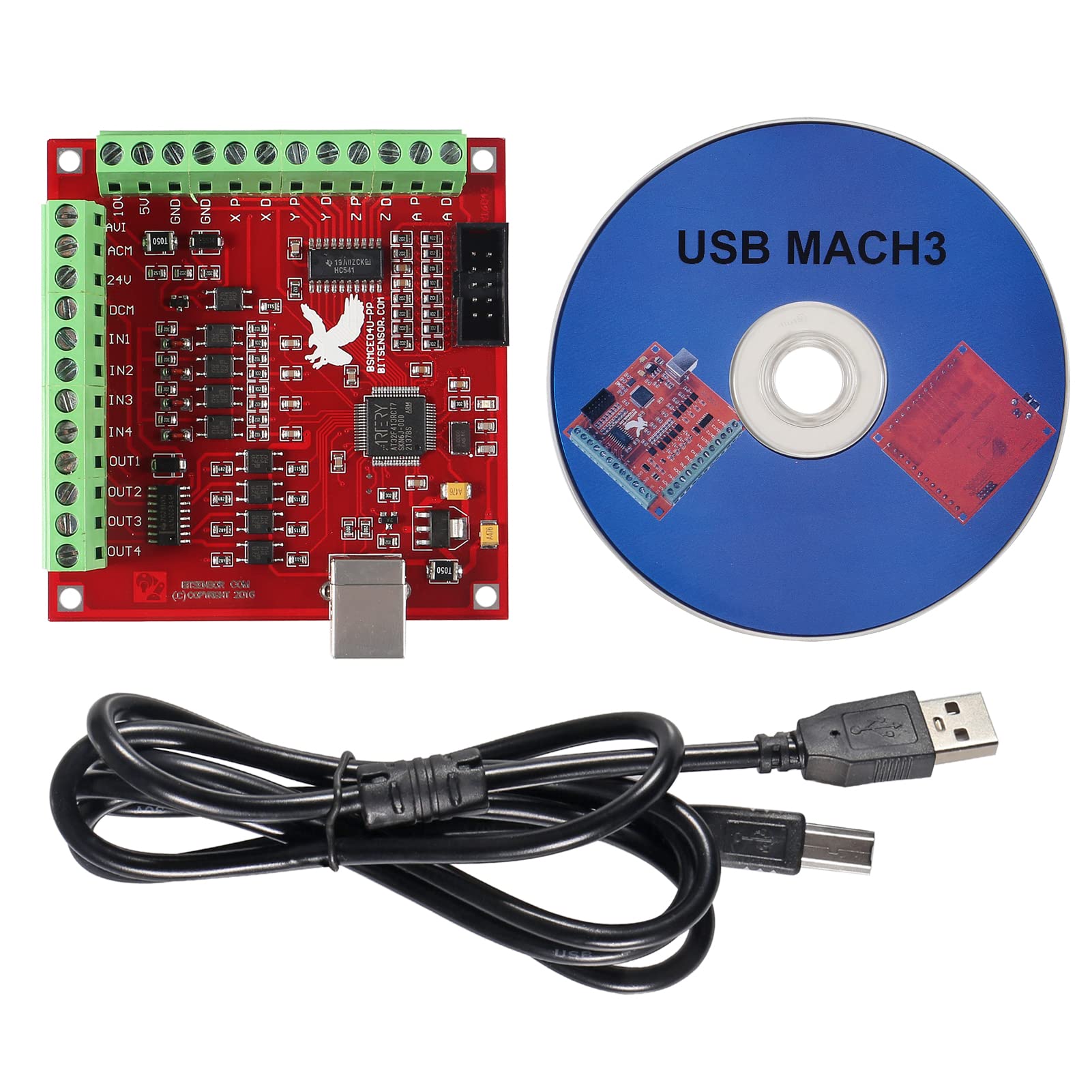 DWEII Mach3 USB Interface Board, USB MACH3 100Khz Motion Controller Card Breakout Board Interface Breakout Board for CNC Engraving, Servo Motor, Stepper Motor Servo Motor