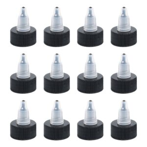 leather hero black & natural twist top caps, bottle cap size (24/410) replacement caps for squeeze bottles angelus paint bottles, dispensing caps for crafts, art, glue and more - 12 pack