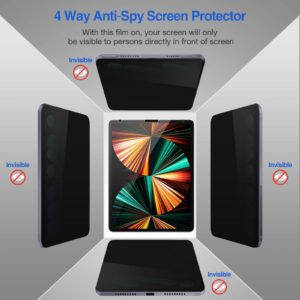 ProCase for iPad Pro 12.9 4-Way Privacy Screen Protector 2022 2021 2020 2018, 360 Degree Anti-Spy Tempered Glass Film Guard for iPad Pro 12.9 Inch 6th 5th 4th 3rd