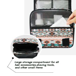 YPPAHHHH Ethnic Aztec Hanging Toiletry Bag,Geometric Travel Cosmetic Bag Makeup Organizer Case Pouch Portable Wash Bag with Hook for Women Girls Men