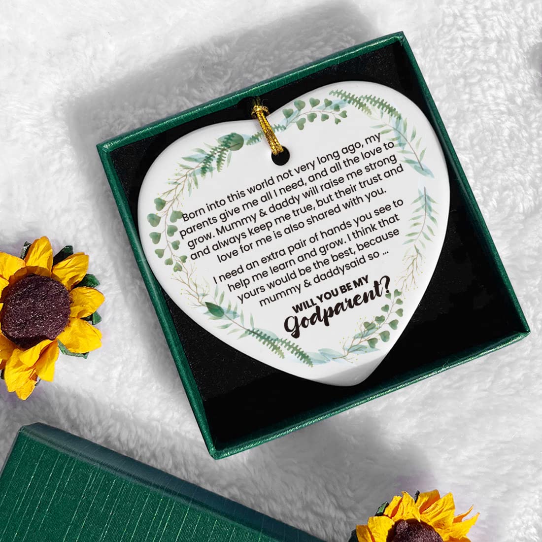 Godparent Ornaments Keepsake Gifts from Goddaughter Godson Godchild Baby, Will You Be My Godparent, Birthday Christmas Pregnancy Announcement Plaque Sign Gifts for Auntie Uncle Godparent to Be