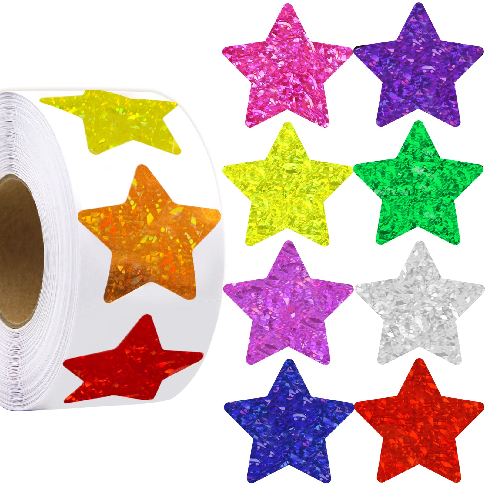 Large Star Stickers 500PCS Large Sparkling Star Stickers for Envelopes Glitter Wish Stickers Holiday Decorations Classroom Graduation Reward Supplies