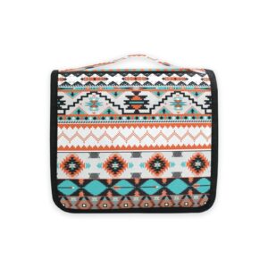 YPPAHHHH Ethnic Aztec Hanging Toiletry Bag,Geometric Travel Cosmetic Bag Makeup Organizer Case Pouch Portable Wash Bag with Hook for Women Girls Men