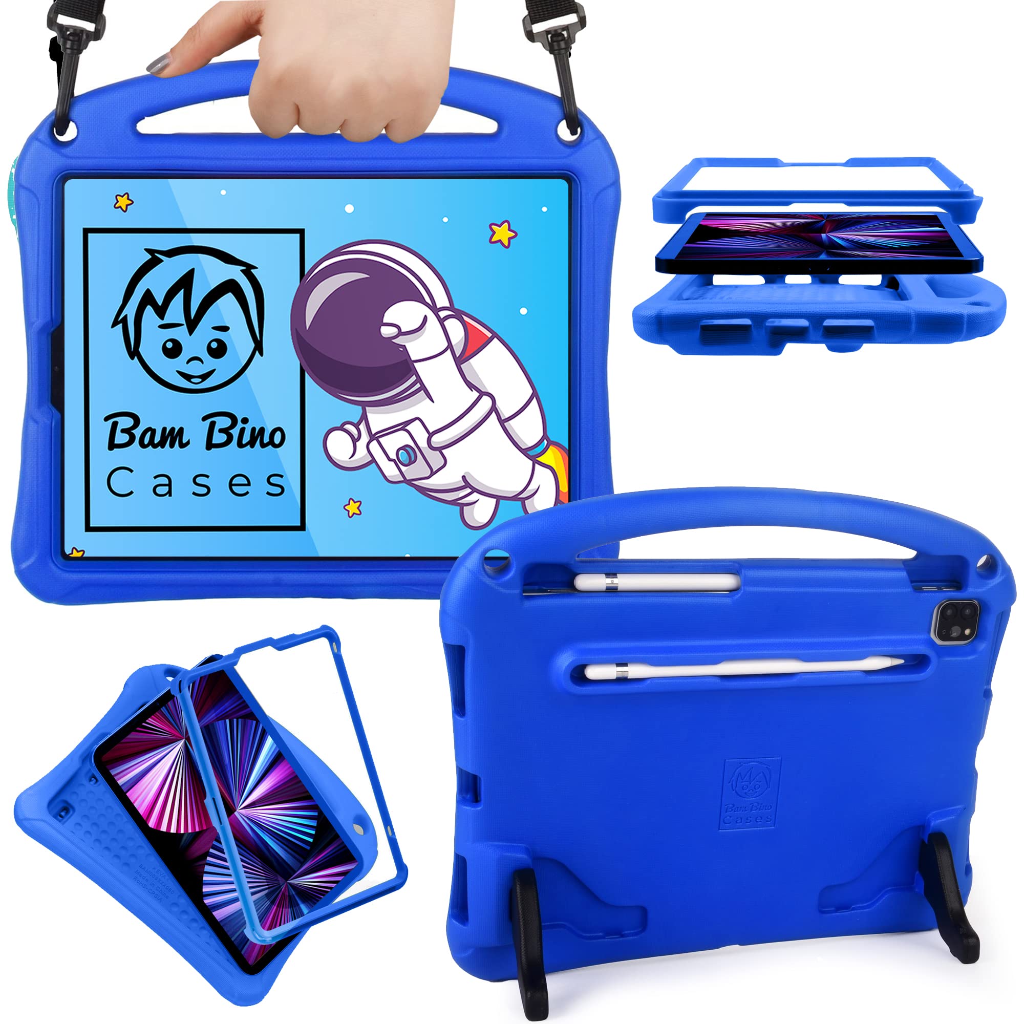 Bam Bino Space Suit - iPad 11 Pro Case, iPad Pro 11 Case for Kids, iPad Air 10.9 Case, iPad Air 5/ 4 Case, 2022 iPad Pro Case, iPad Air 4th Generation Case Kids, iPad Case Pencil Holder