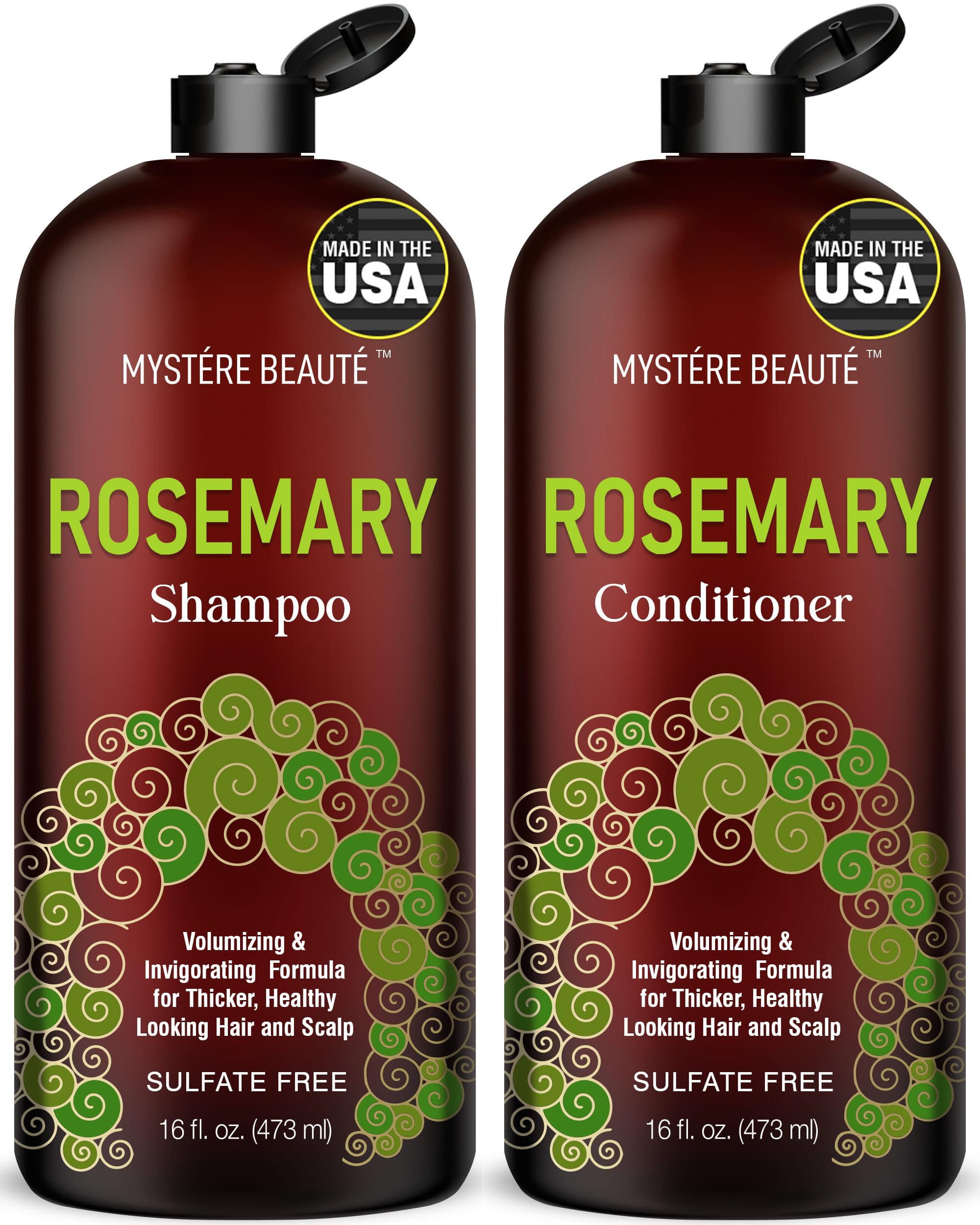 Rosemary Shampoo and Conditioner, Rosemary Oil Shampoo Promotes Hair Growth & Scalp Health, Rosemary Shampoo for Hair Growth Organic - Sulfate & Paraben Free, for Men Women - 16 fl oz each