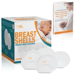 breast milk catcher for breastfeeding - pack of 4 i breast shells milk collector for breastmilk with vent plugs to prevent leaks i breastfeeding essentials