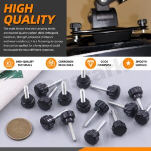 Rustark 20Pcs M4 x 20mm Threaded Knurled Thumbscrew Clamping Knobs Grip Thumb Screw Assortment Kit, Knurled Clamping Knob Grip Black Round Clamping Screws