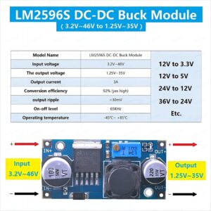 WWZMDiB LM2596 Voltage Regulator DC to DC Converter 3.2-35V to 1.25-30V Buck Converter (3Pcs)