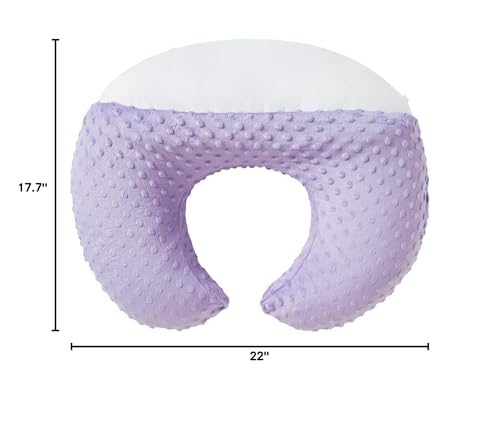 DONOMILO Minky Dots Nursing Pillow Cover, Case Plush Breathable Breastfeeding Pillow Slipcover Fits Nursing Pillow, Super Soft Snug Positioners for Baby Boy Baby Girl (Lavender)