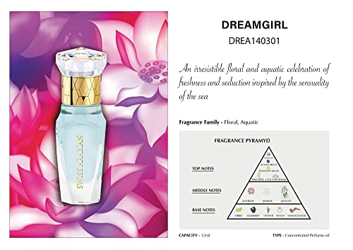 Swiss Arabian Dream Girl For Women - Luxury Products From Dubai - Long Lasting Personal Perfume Oil - A Seductive, Exceptionally Made, Signature Fragrance - The Luxurious Scent Of Arabia - 0.4 Oz