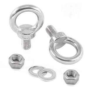 jy-marine lifting eye bolts 304 stainless steel heavy duty screw bolt male thread machinery shoulder lifting ring eye bolt with lock nuts and flat washers,2pcs (m12)